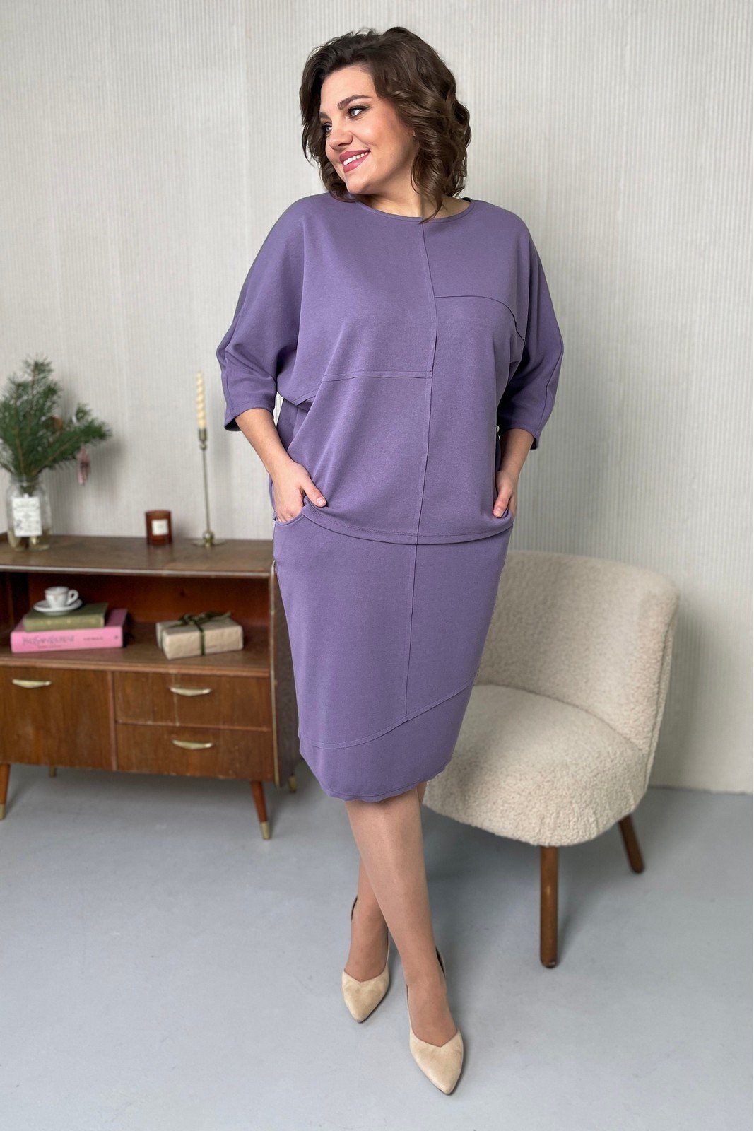 Костюм с юбкой 2093 сиреневый Rumoda купить - 6% скидка | в наличии